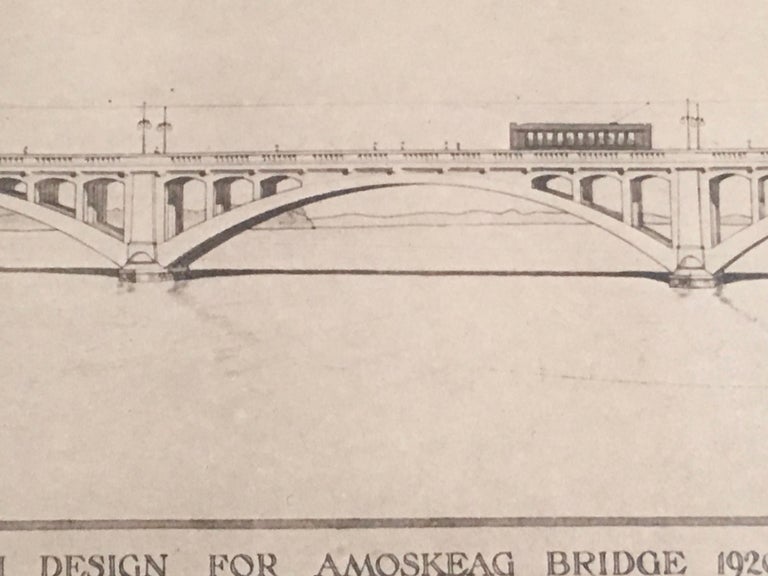 Architectural Drawing of the Amoskeag Bridge Manchester New Hampshire ...