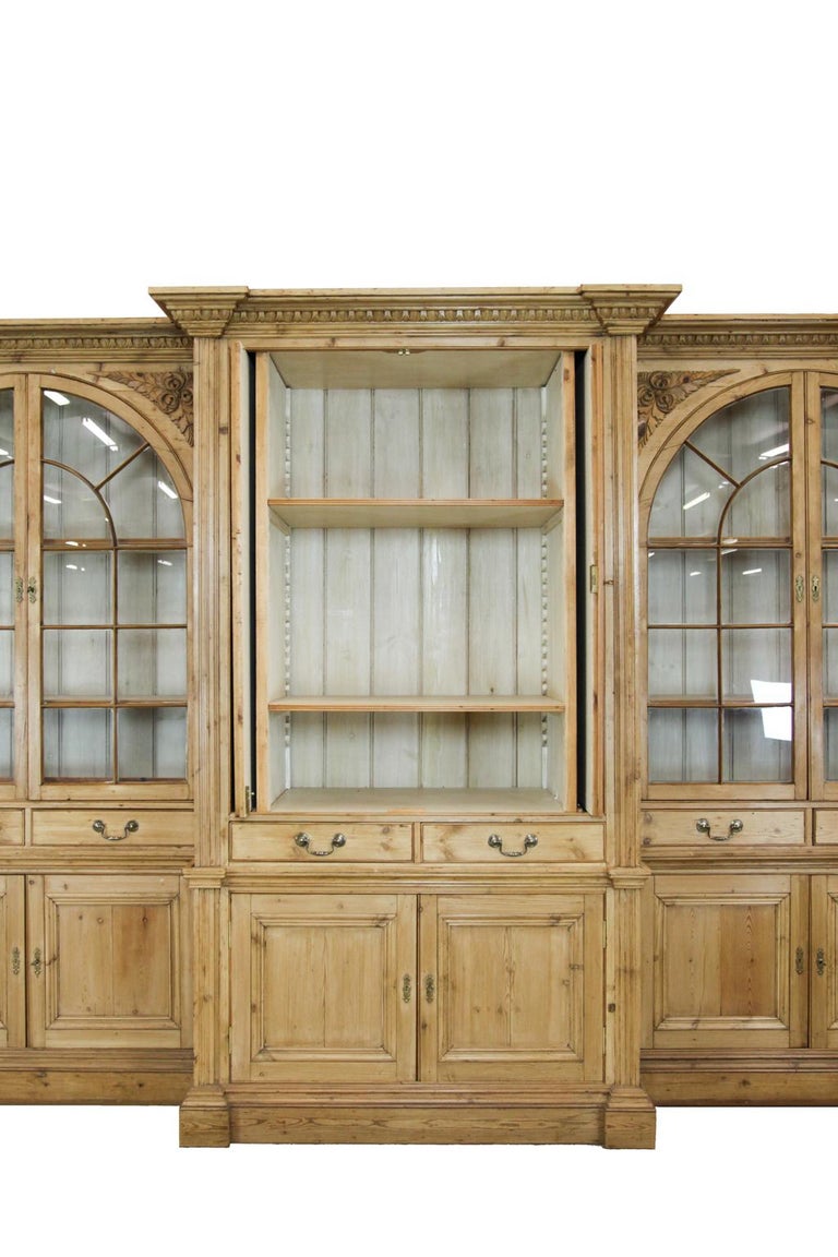 Architectural English Pine Breakfront at 1stDibs