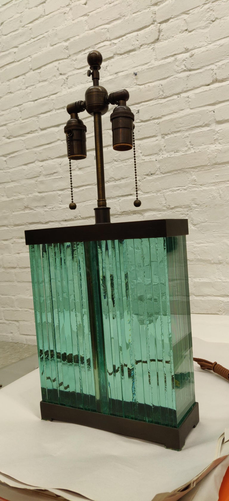 Architectural Glass Slab Lamps after Jean Michel Frank For Sale at ...
