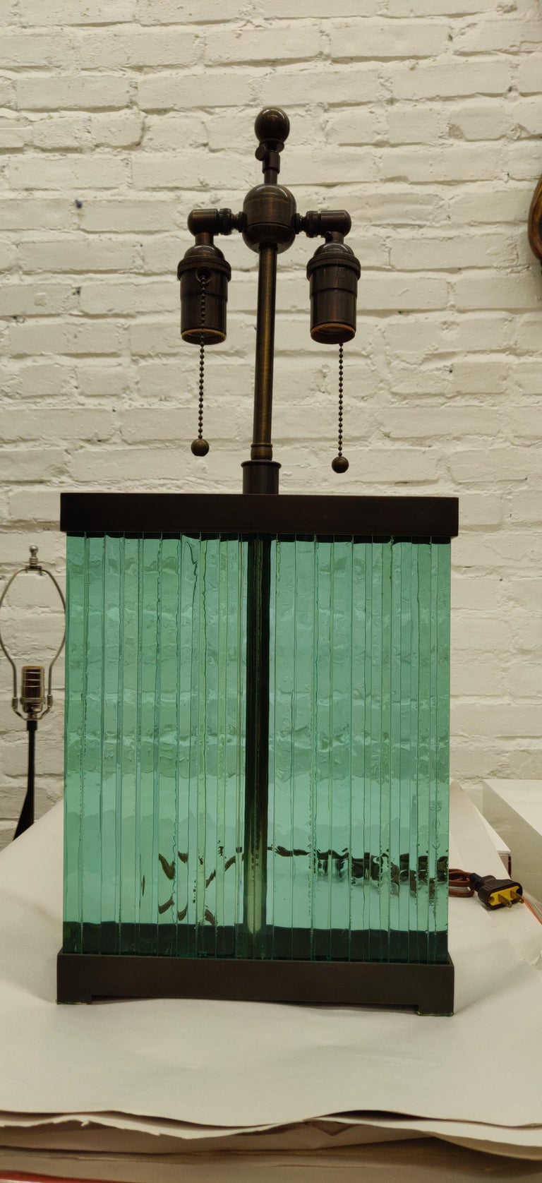 Architectural Glass Slab Lamps after Jean Michel Frank For Sale at ...