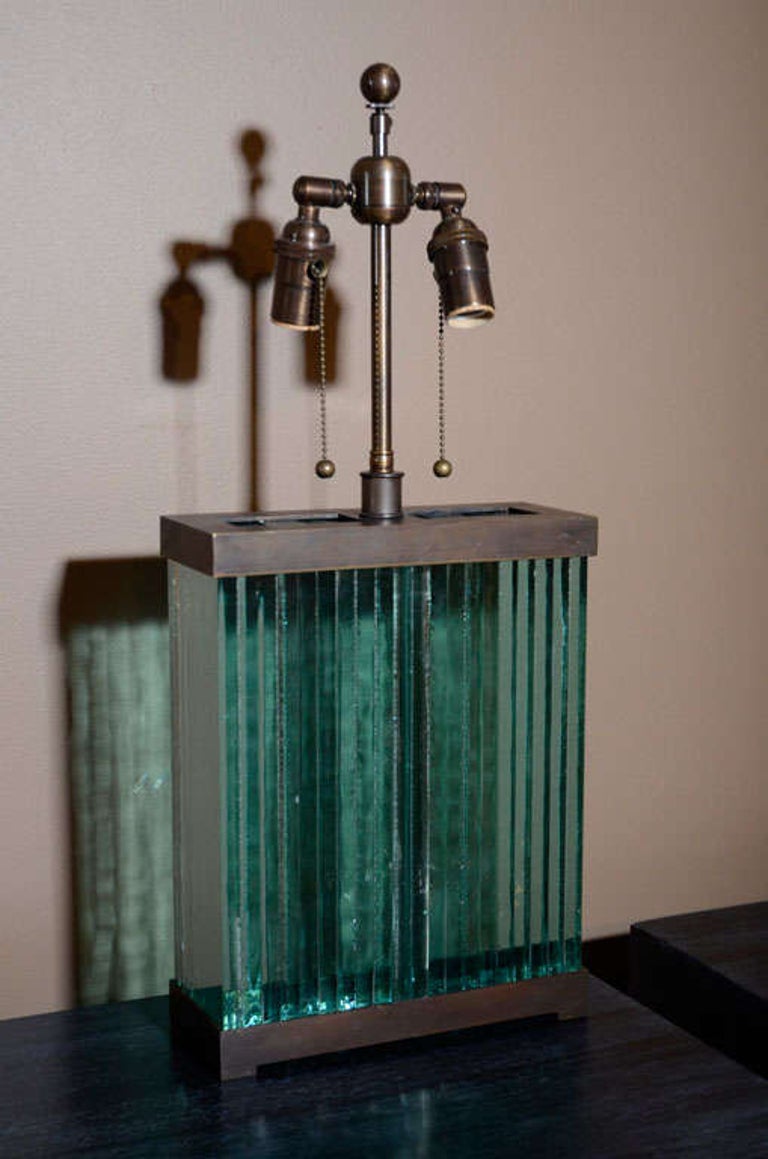 Architectural Glass Slab Lamps after Jean Michel Frank For Sale at ...