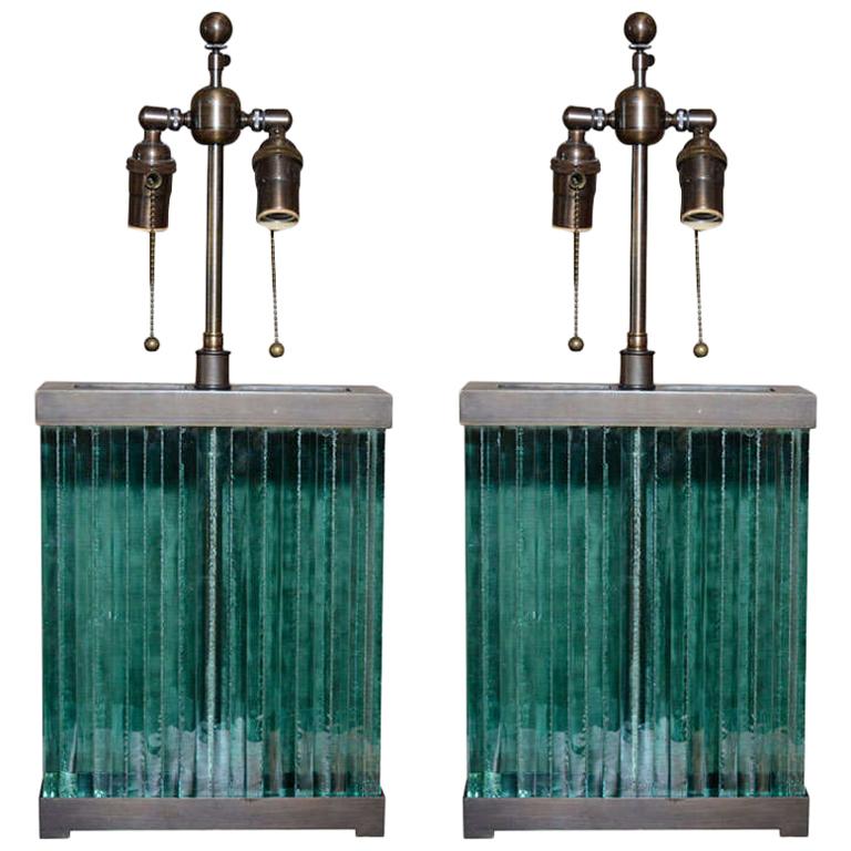 Architectural Glass Slab Lamps after Jean Michel Frank For Sale at ...