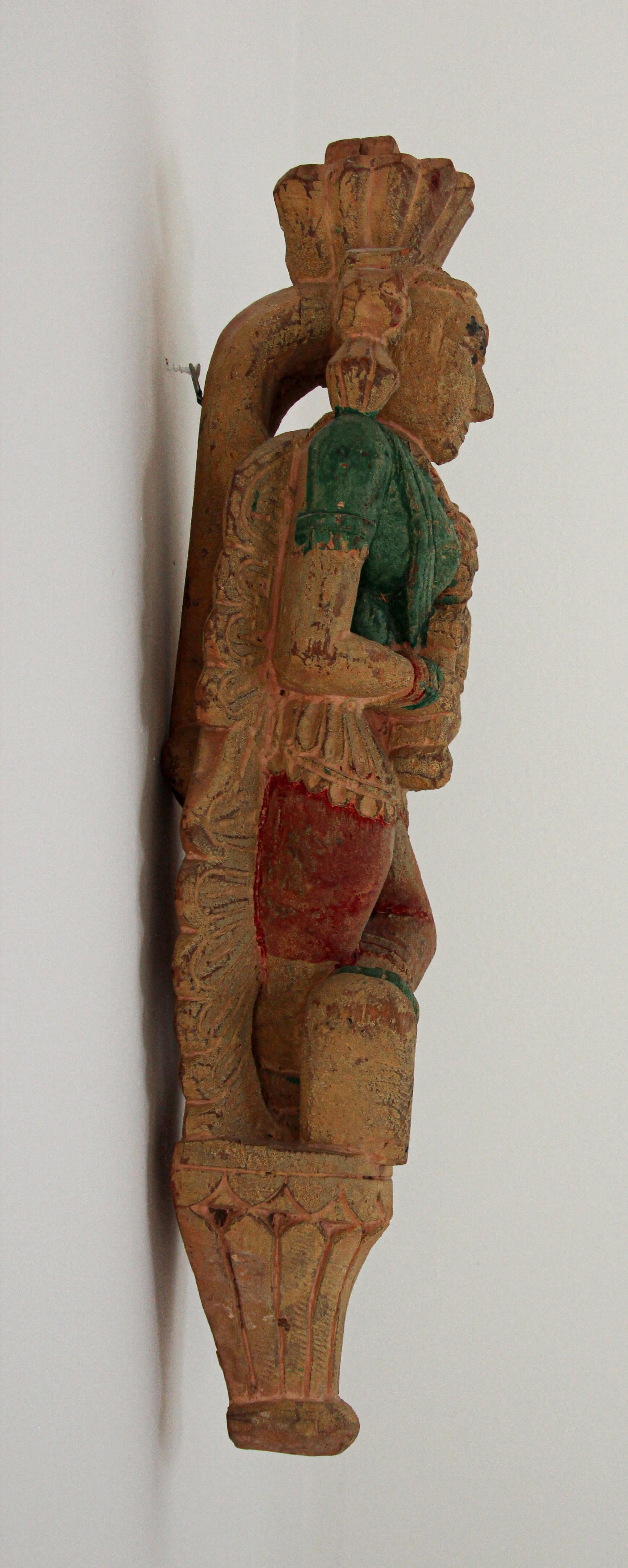 Architectural Hand Carved Wood Temple Sculpture of Mother and Child ...