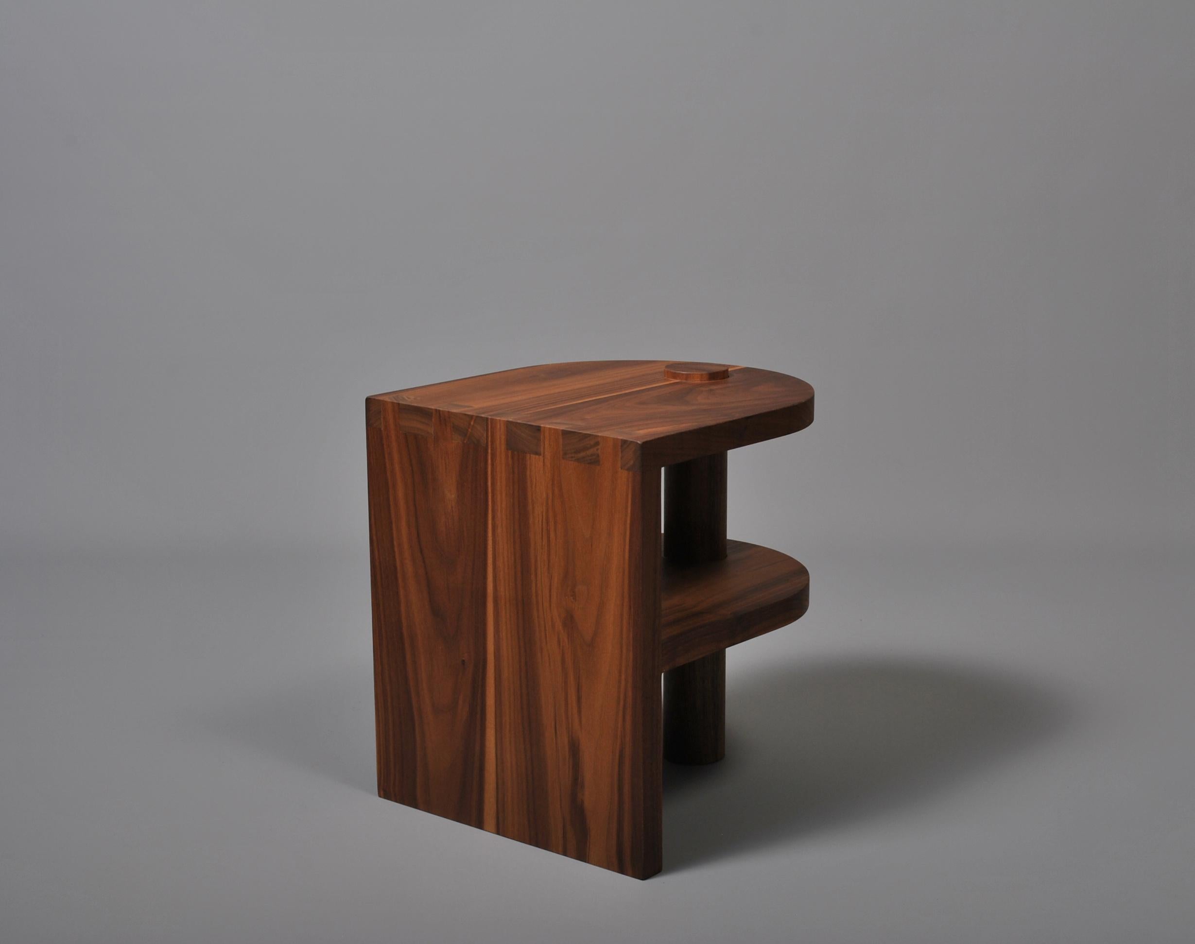 Architectural Handcrafted Walnut End Table For Sale at 1stDibs