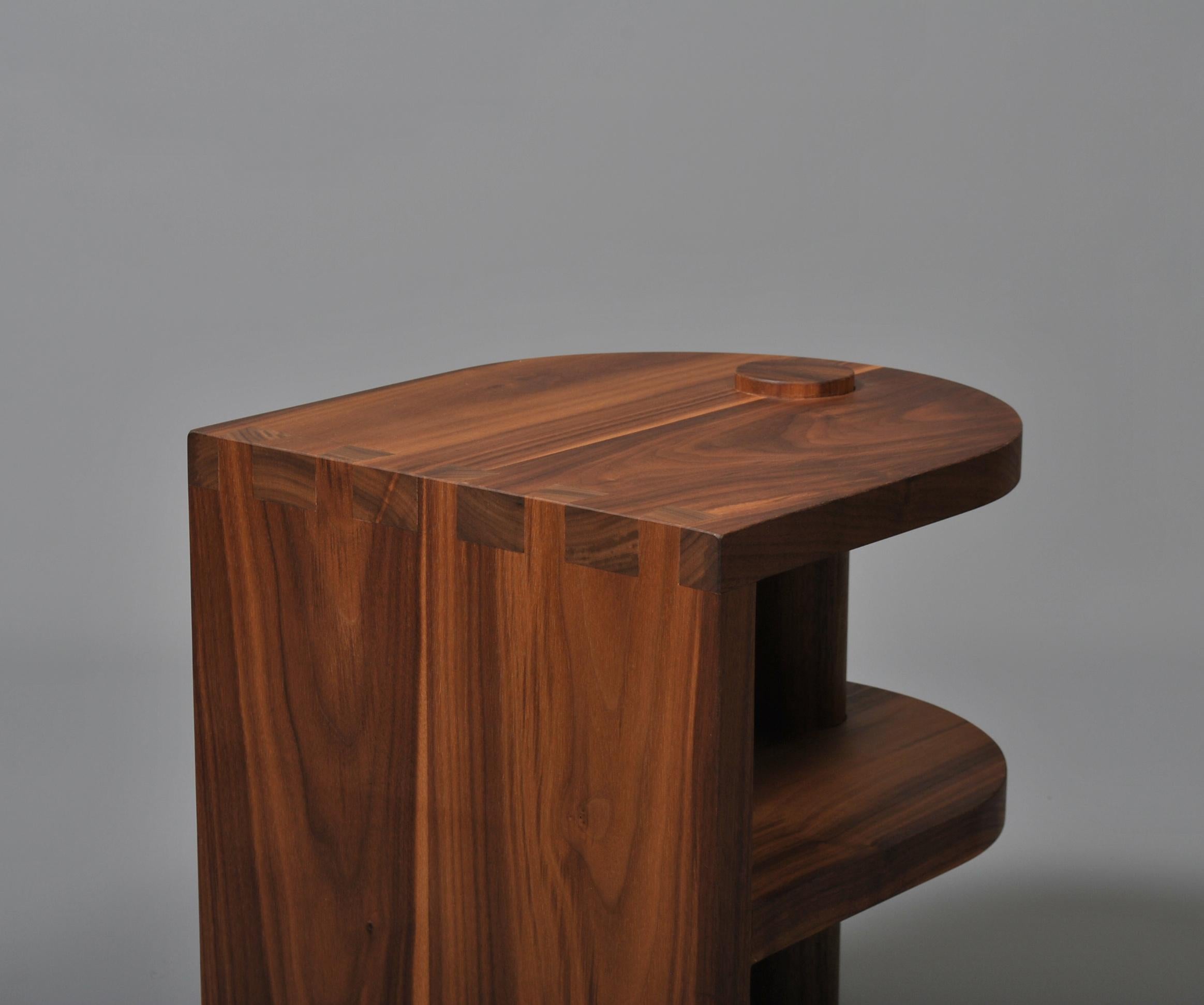 Architectural Handcrafted Walnut End Table For Sale at 1stDibs