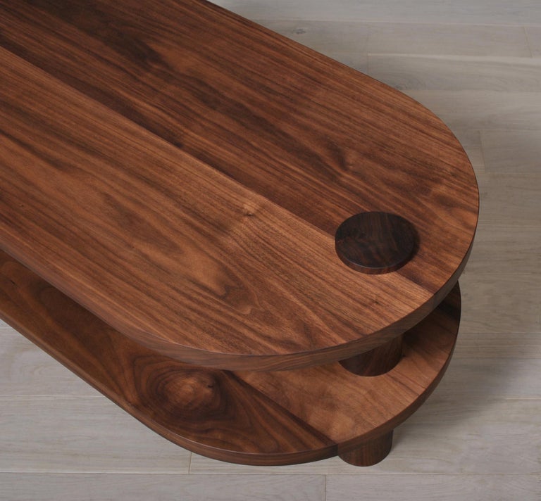 Architectural Handcrafted Walnut Sofa Table For Sale at 1stDibs