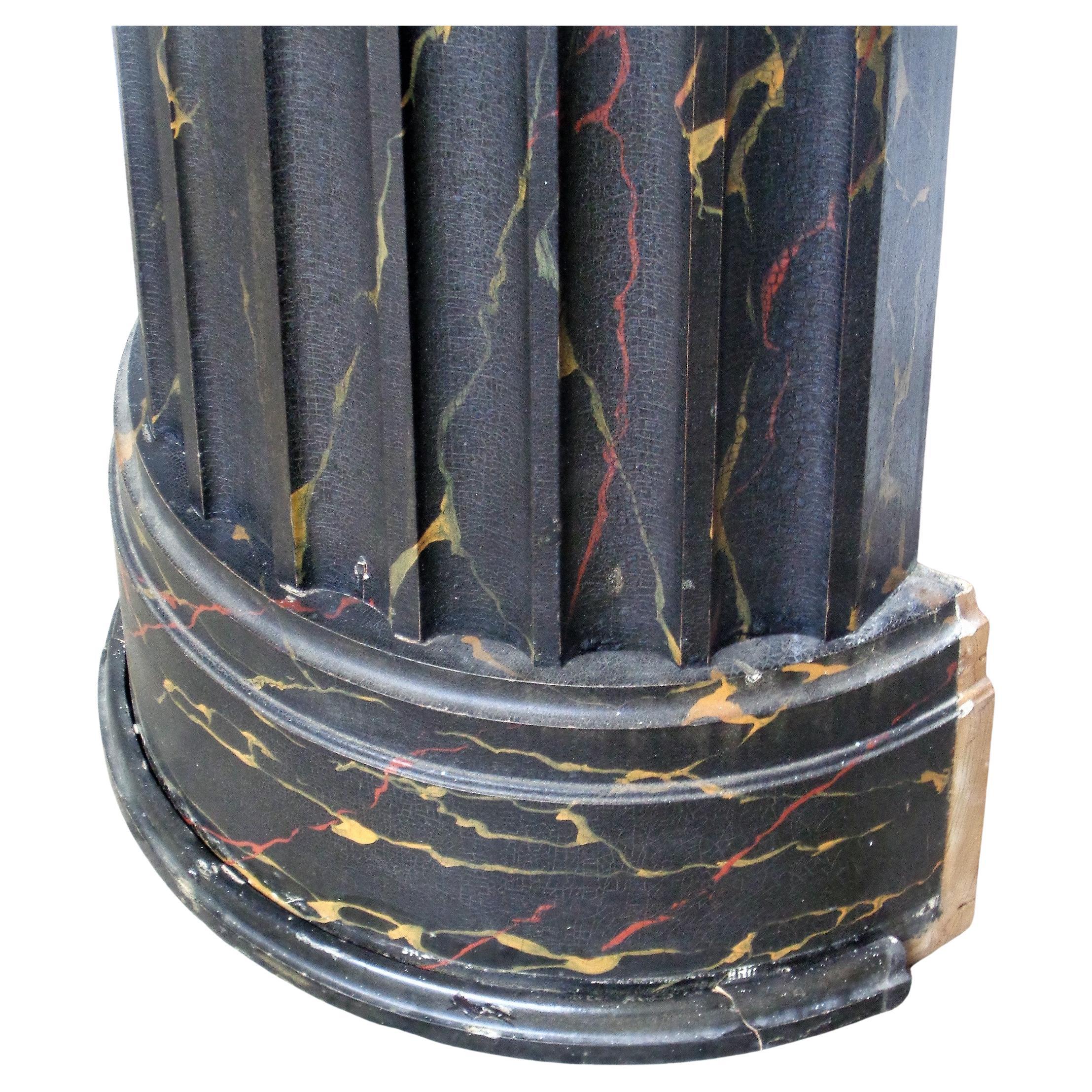 Antique Architectural Interior Fluted Half Round Faux Marbleized Wood ...