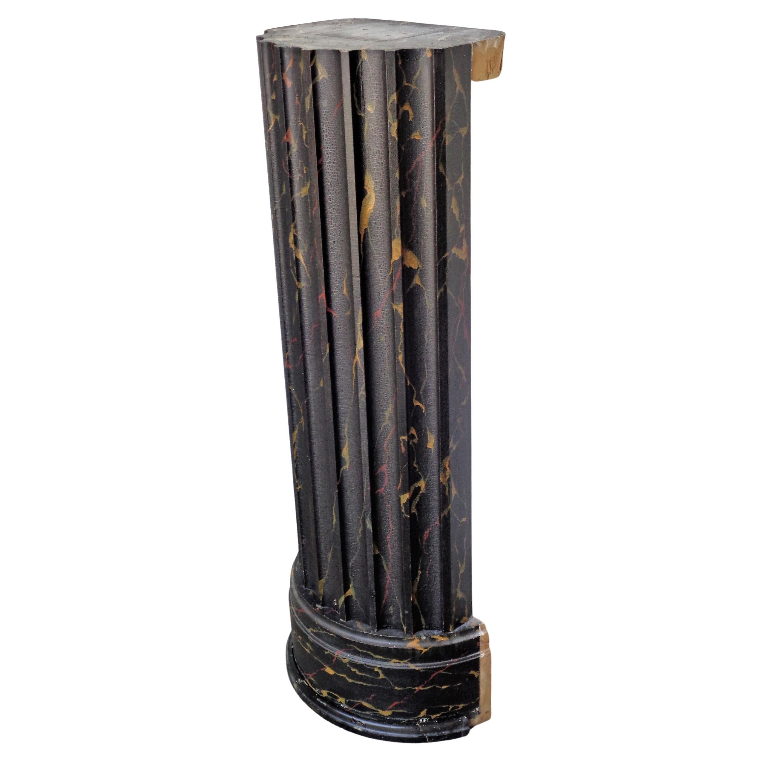 Antique Architectural Interior Fluted Half Round Faux Marbleized Wood ...