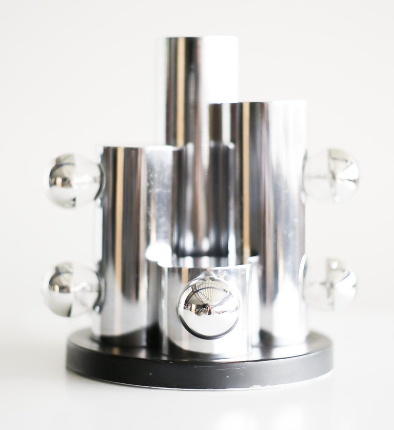 Architectural Italian Chrome Tube Table Lamp For Sale at 1stDibs