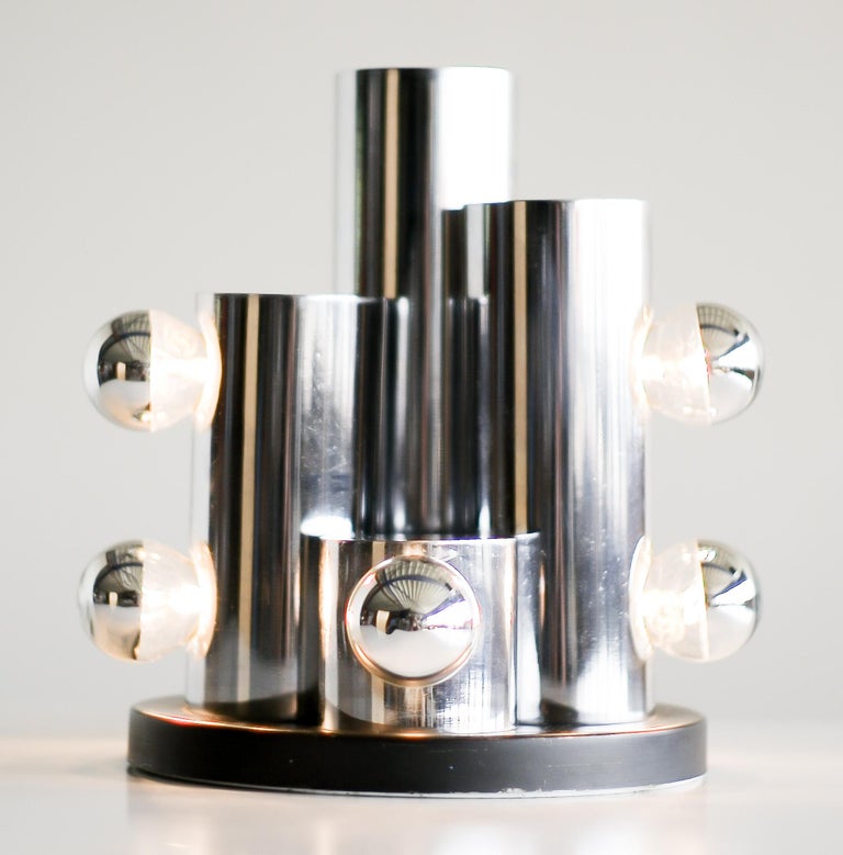 Architectural Italian Chrome Tube Table Lamp For Sale at 1stDibs