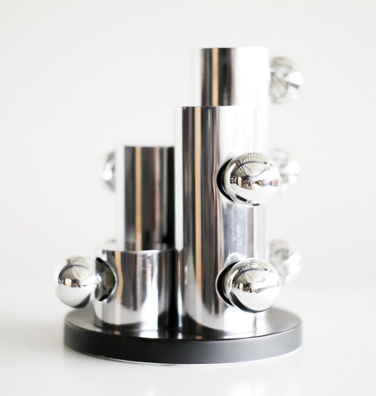Architectural Italian Chrome Tube Table Lamp For Sale at 1stDibs