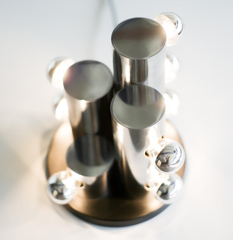 Architectural Italian Chrome Tube Table Lamp For Sale at 1stDibs