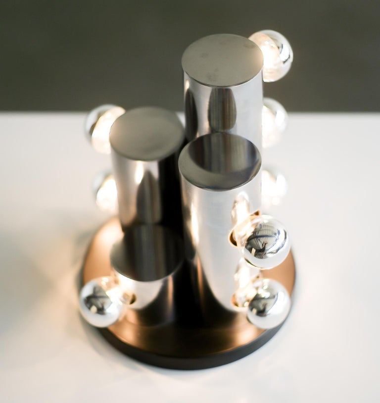 Architectural Italian Chrome Tube Table Lamp For Sale at 1stDibs