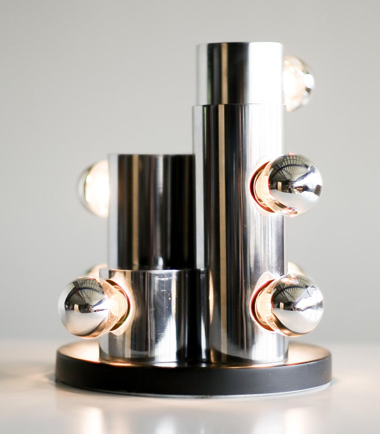 Architectural Italian Chrome Tube Table Lamp For Sale at 1stDibs