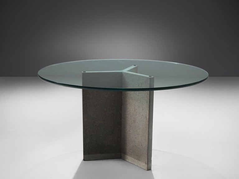 Architectural Italian Dining Table with Stone and Glass For Sale at ...