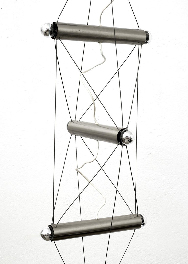 Architectural Metal and Steel Wire Pendant by Lumi, Italy, 1970 For ...