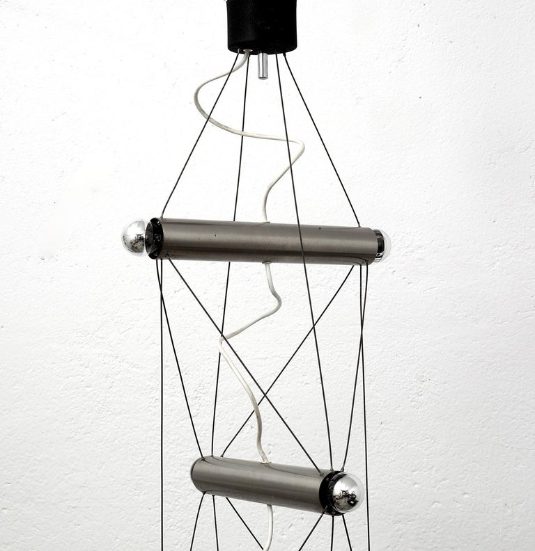 Architectural Metal and Steel Wire Pendant by Lumi, Italy, 1970 For ...