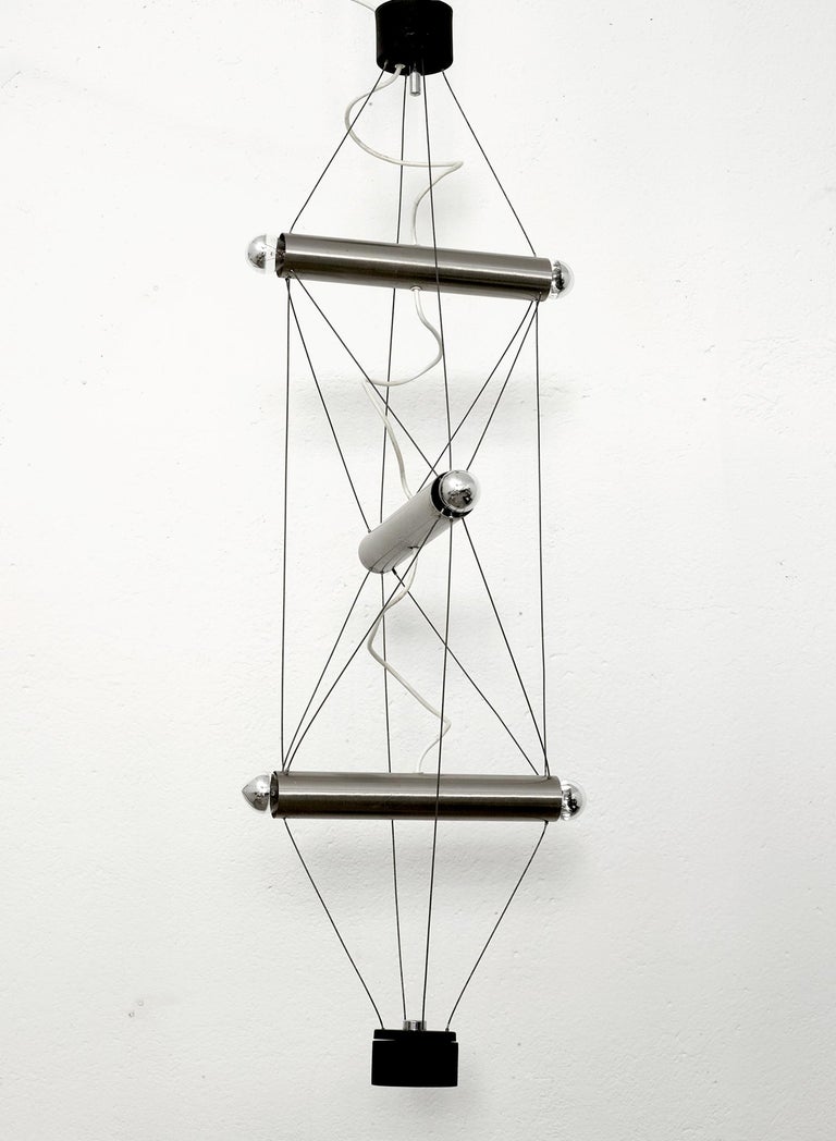 Architectural Metal and Steel Wire Pendant by Lumi, Italy, 1970 For ...