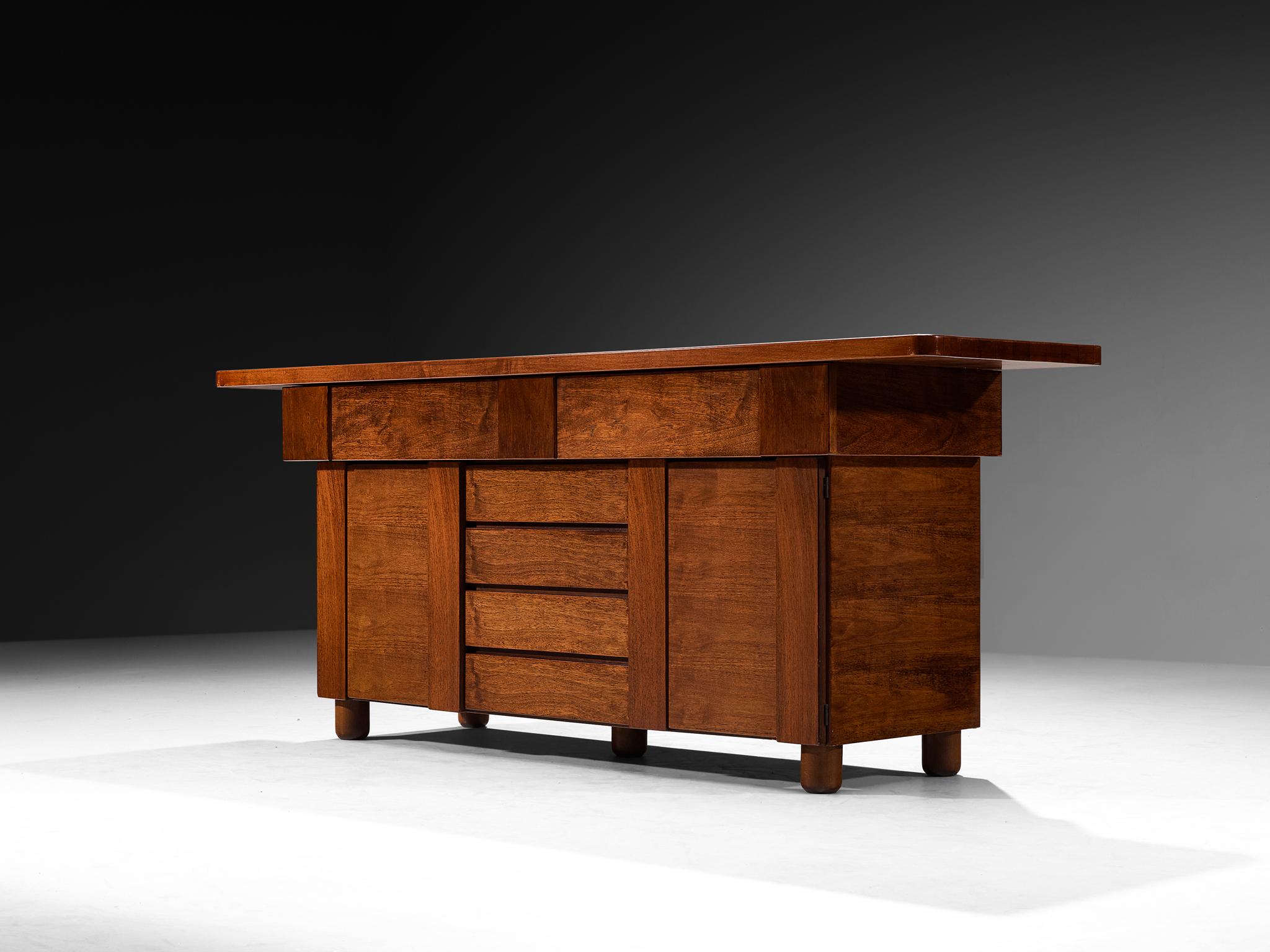 Architectural Mid-Century Sideboard in Mahogany For Sale at 1stDibs