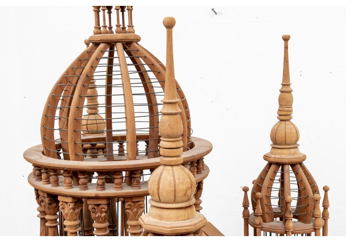 Architectural Natural Wood Bird Cage on Stand at 1stDibs