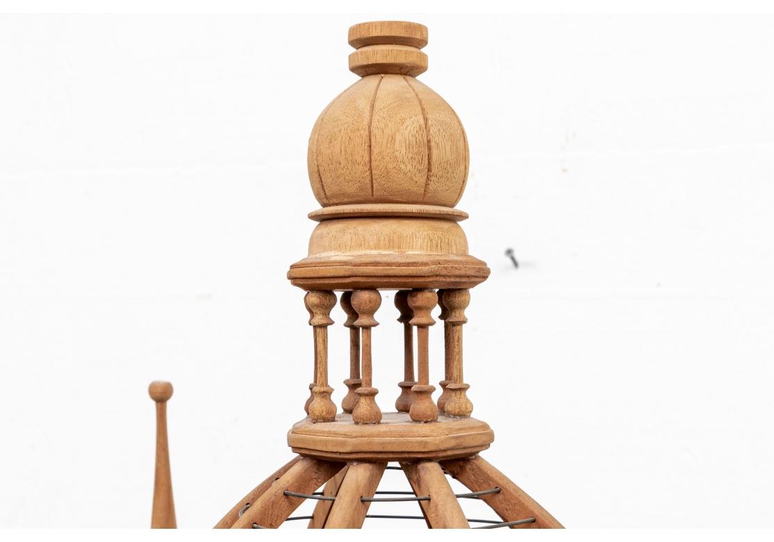 Architectural Natural Wood Bird Cage on Stand at 1stDibs