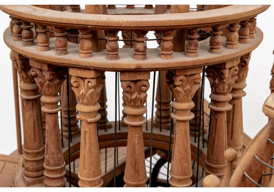 Architectural Natural Wood Bird Cage on Stand at 1stDibs