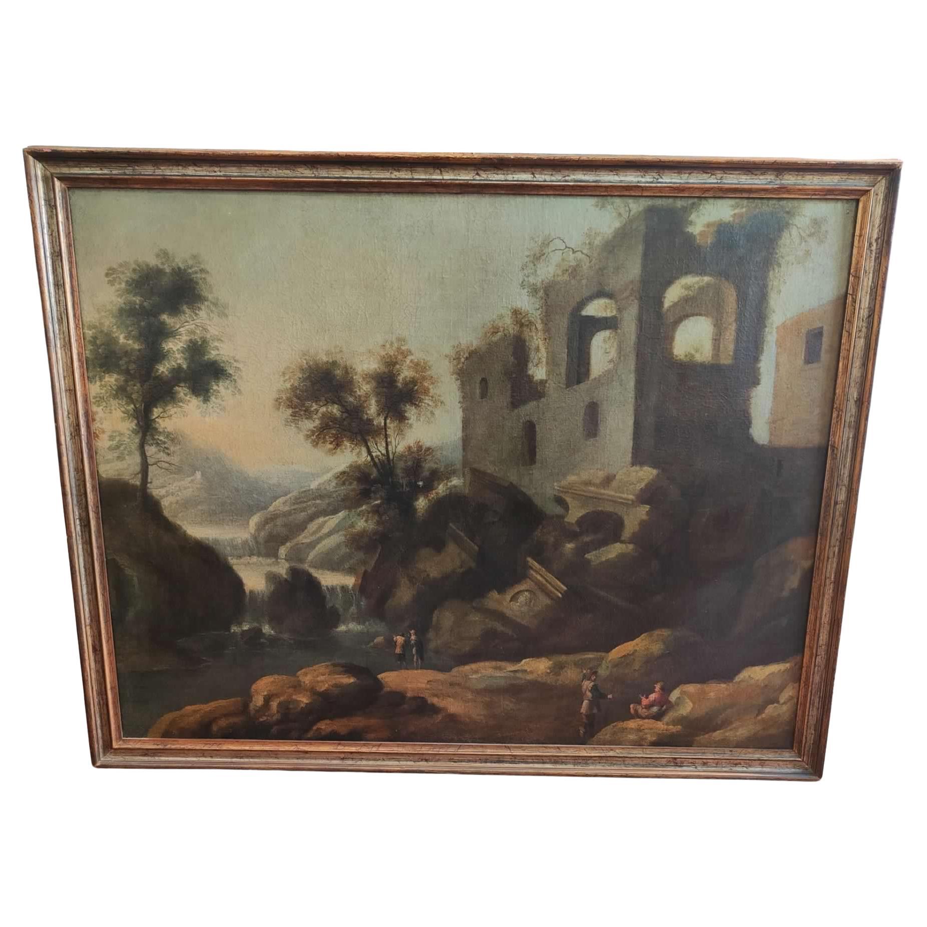 18th century Capriccio Italian Architectural Ruins Grand Tour Oil ...