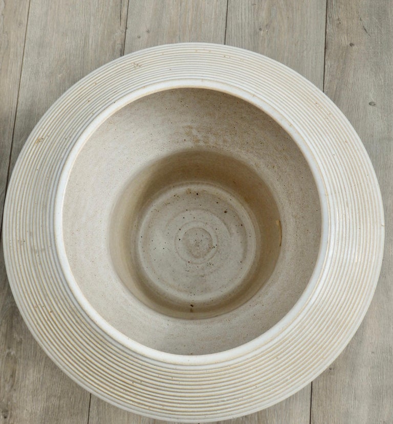 Zanesville Stoneage Modern Homespun line Planter Pot in Walnut Base at ...