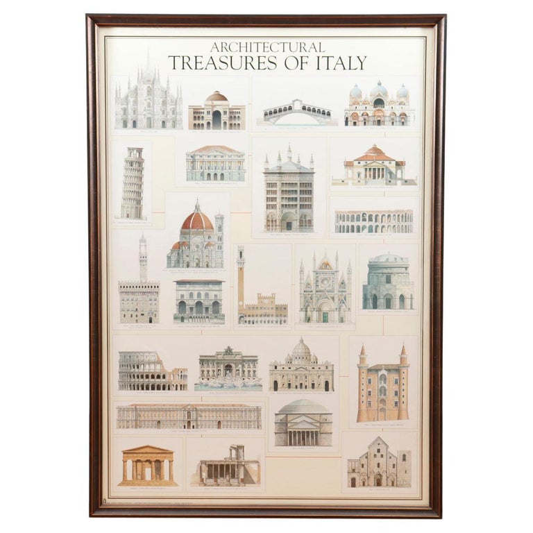 Architectural Treasures of Italy Framed Poster For Sale at 1stDibs