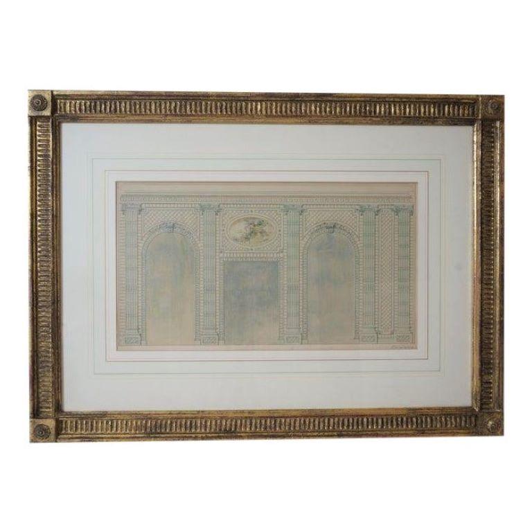 Architectural Watercolor Renderings of a Trellised Wall Elevation at ...