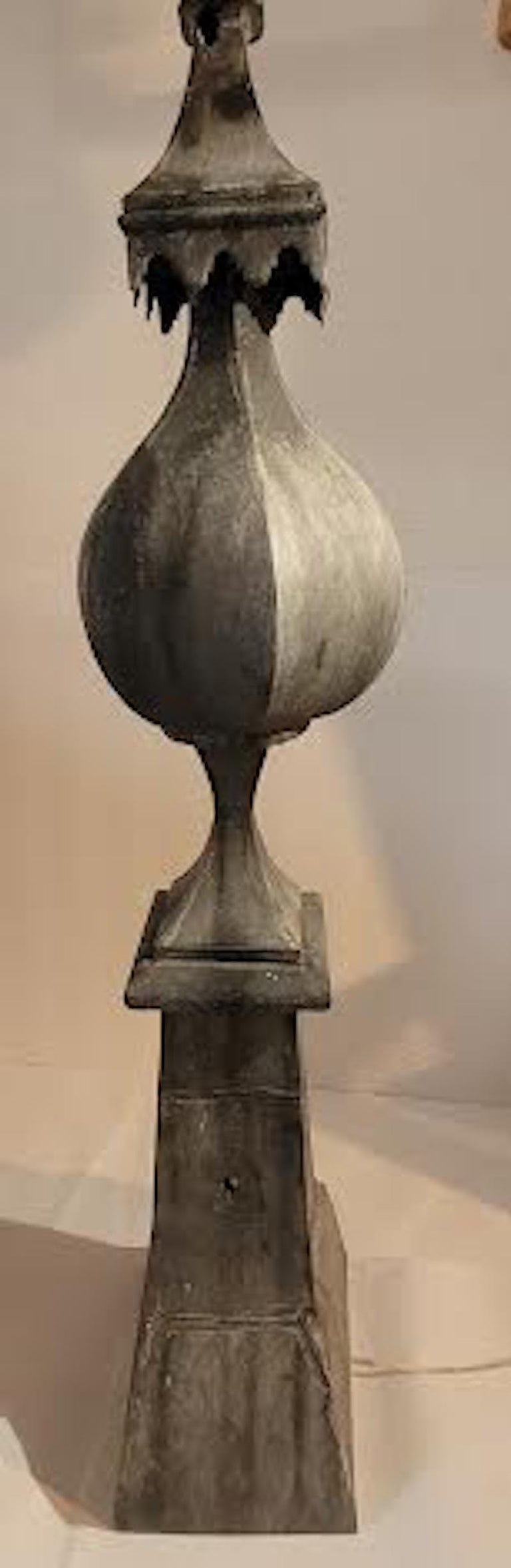 Architecual Element Lamp w/ Floral Ticking Shade For Sale at 1stDibs