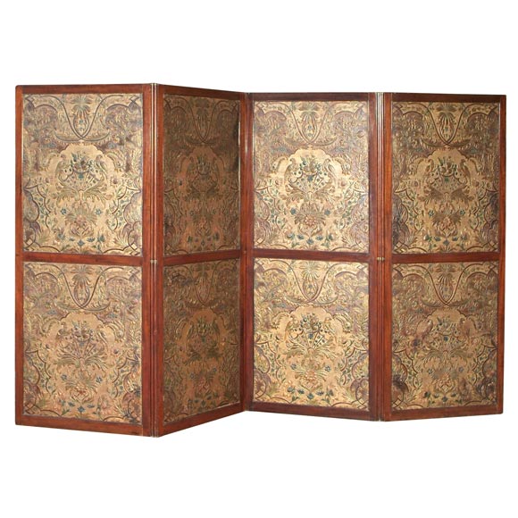 Cordoba leather 4-panel screen at 1stDibs