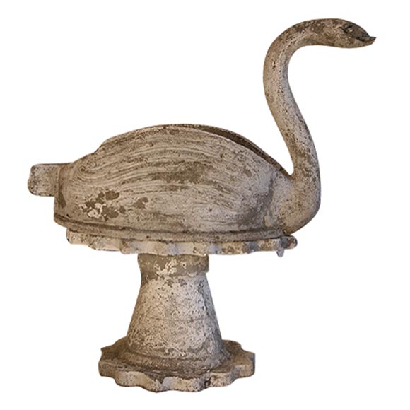 Cast stone Swan Jardinere with Stand at 1stDibs