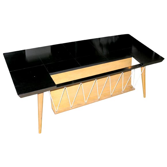 Mid Century modern coffee table with magazine slot at 1stDibs
