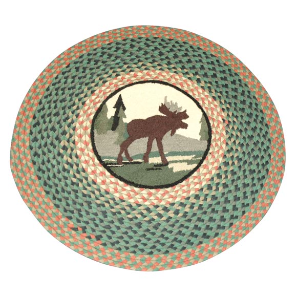 1960'S ROUND BRAIDED AND HAND HOOKED PICTORIAL MOOSE RUG at 1stDibs ...