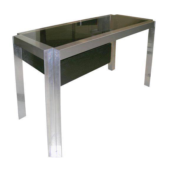 Brushed Aluminum writing table at 1stDibs