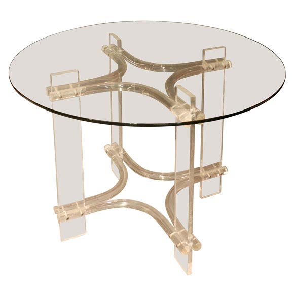 Lucite Round table Dining Set with four chairs at 1stDibs