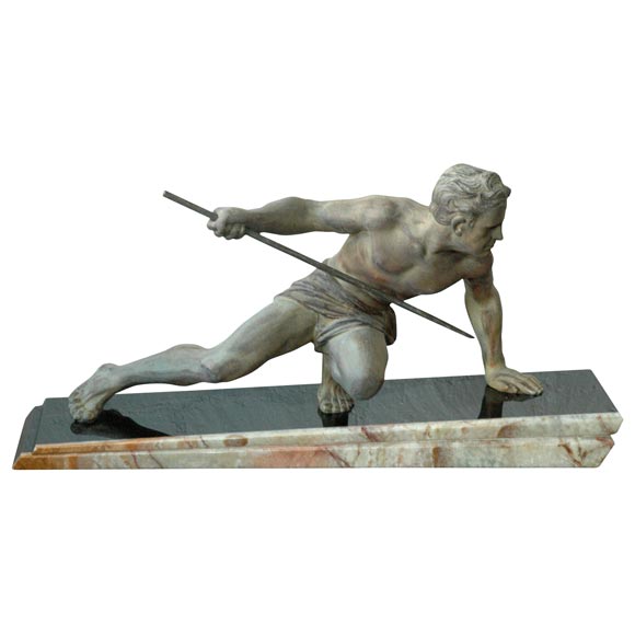 Male Crouching Figure with Spear For Sale at 1stDibs