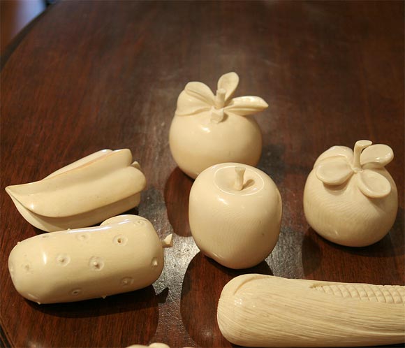 17 Pc. 19th c. Ivory Fruit at 1stDibs