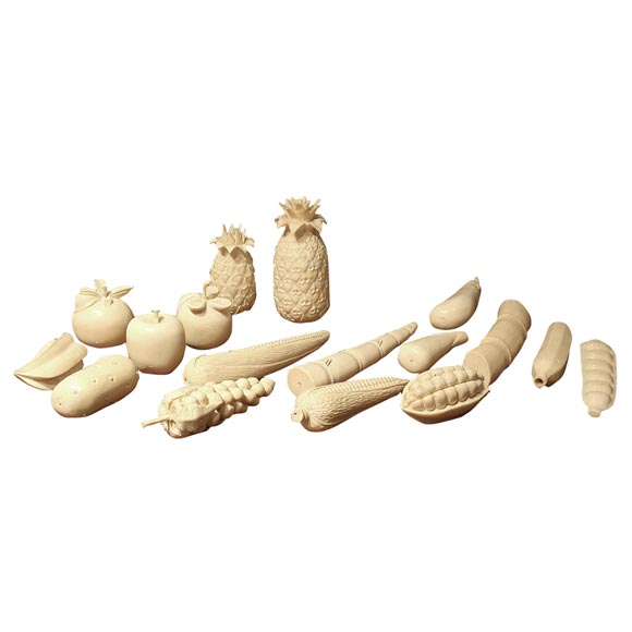 17 Pc. 19th c. Ivory Fruit at 1stDibs