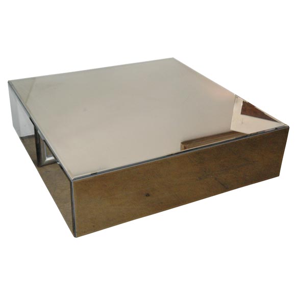 Large Glass Mirror square coffee table at 1stDibs