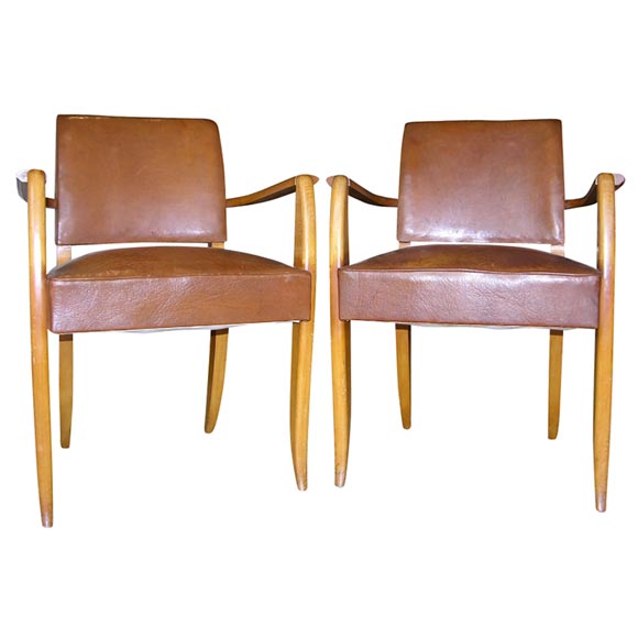 Pair leather bridge chairs at 1stDibs