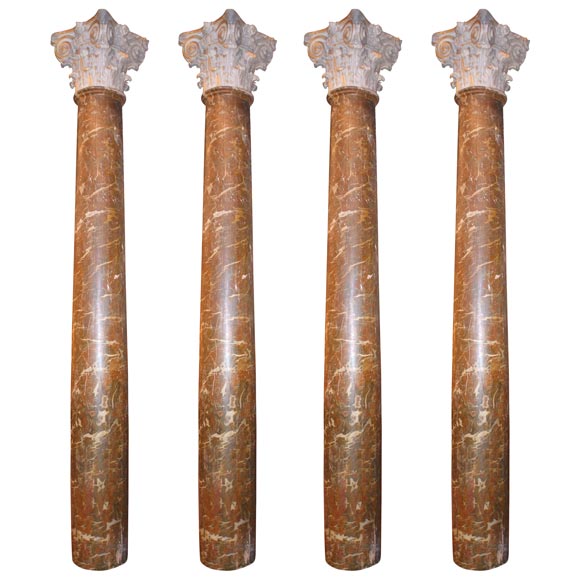 PAINTED FAUX MARBLE COLUMNS SUPPORTING CORINTHIAN CAPITALS For Sale at ...