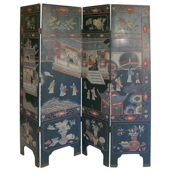 A 1920s Four Panel Coromandel Figured Screen at 1stDibs