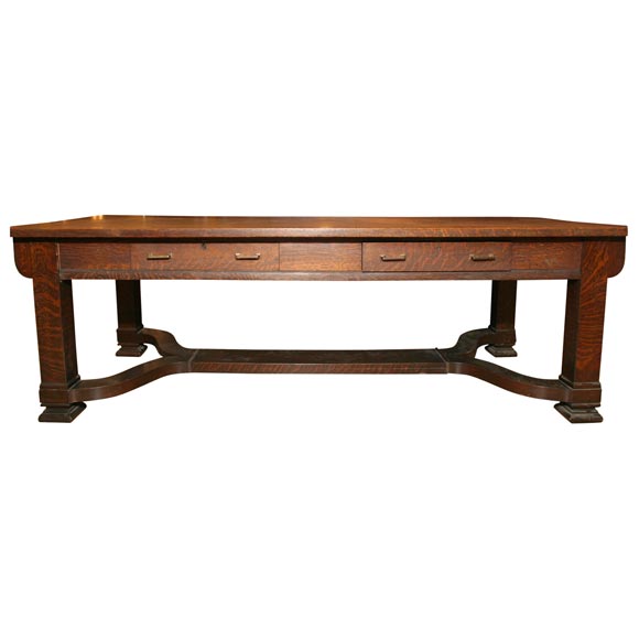 oak library table at 1stDibs