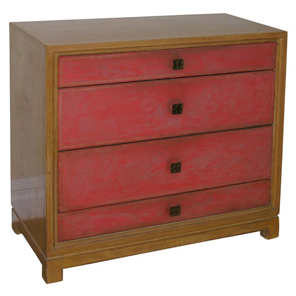 A Charak Modern Four Draw Leather Fronted Commode. at 1stDibs