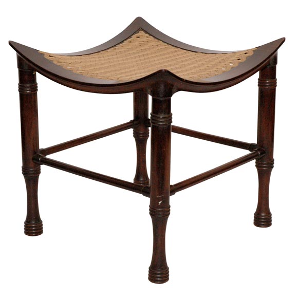 A Walnut and String Thebes Stool attributed to Liberty at 1stDibs