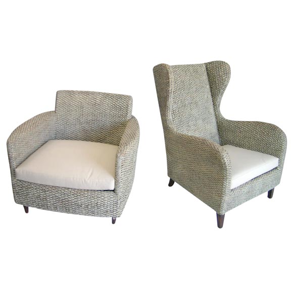Two Yothka International Co,Water Hyacinth Chairs. at 1stDibs