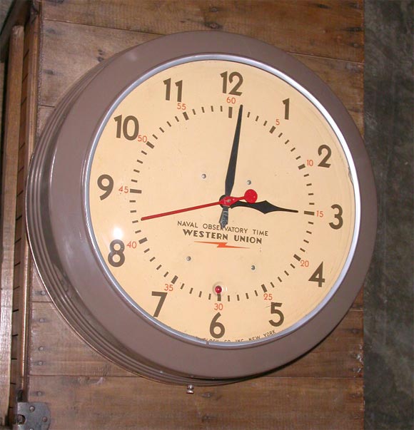 Western Union Wall Clock at 1stDibs