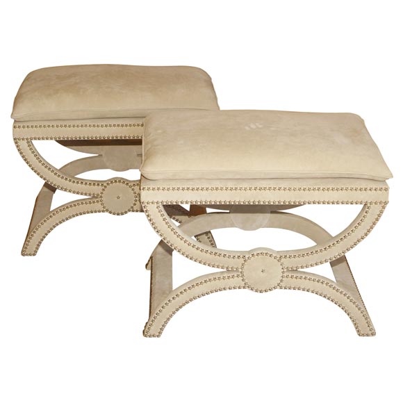 CANDACE BARNES NOW: Pair of Ivory Upholstered CORONA Stools at 1stDibs